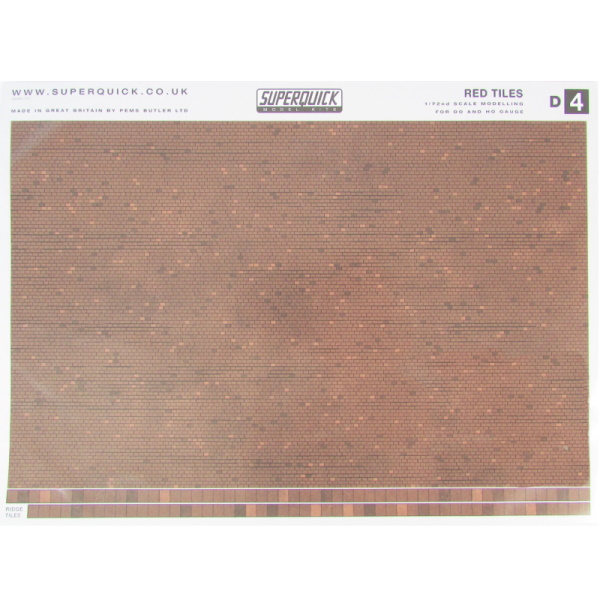 Superquick D4 OO/HO Scale Red Roof Tiles Building Paper (6 Pack ...